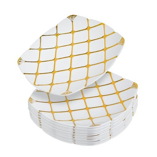 20 Pack 7" Square White and Gold Plates – Decodine