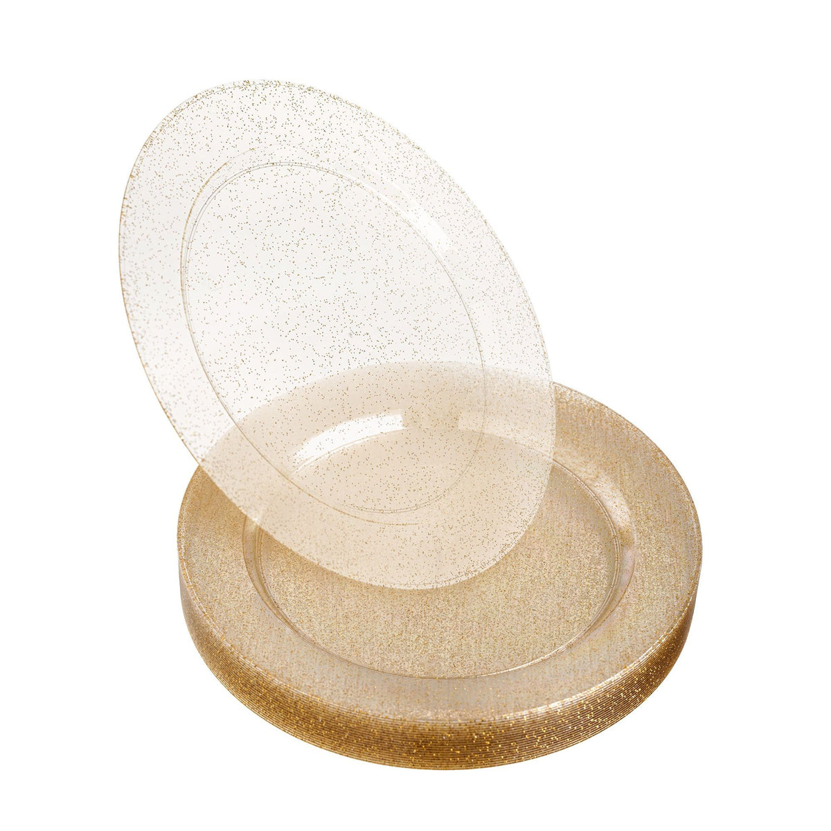 20 Pack 7.5" Hard Plastic Dessert/Side Plates with Gold Glittered Desi ...