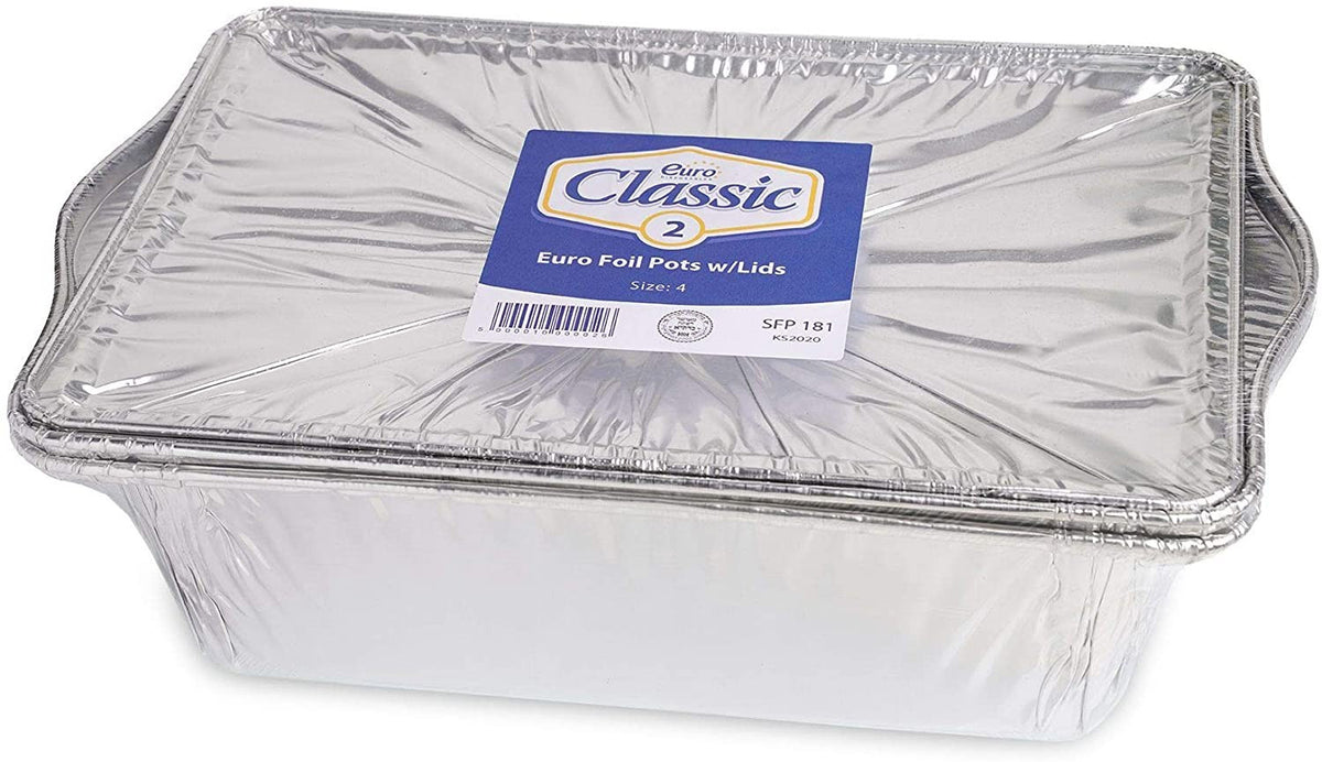 2 Pack Large Rectangular Aluminium Disposable Cooking Pots with Lids ...